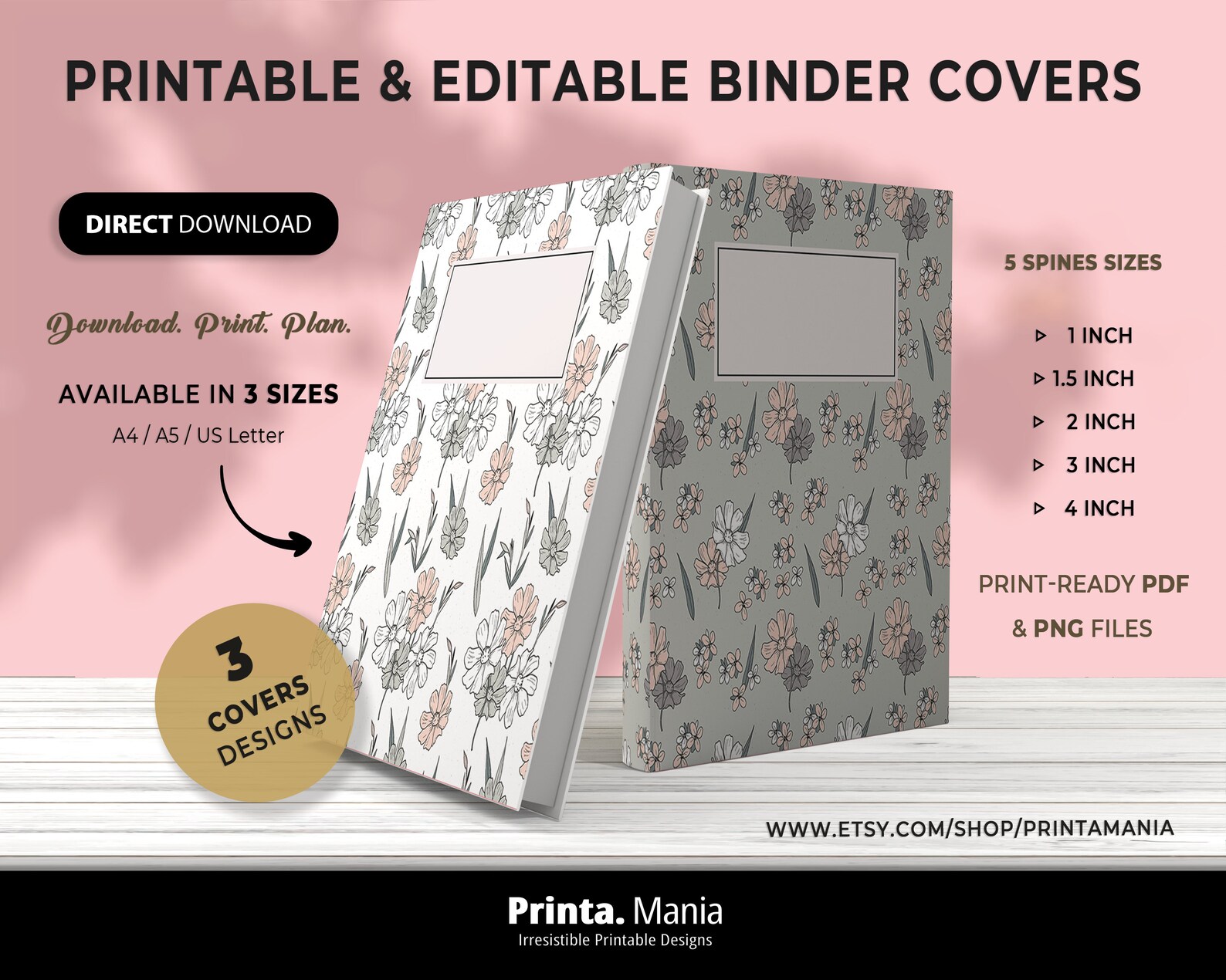 Personalized Binder Covers & Spines Printable | Editable Covers ...