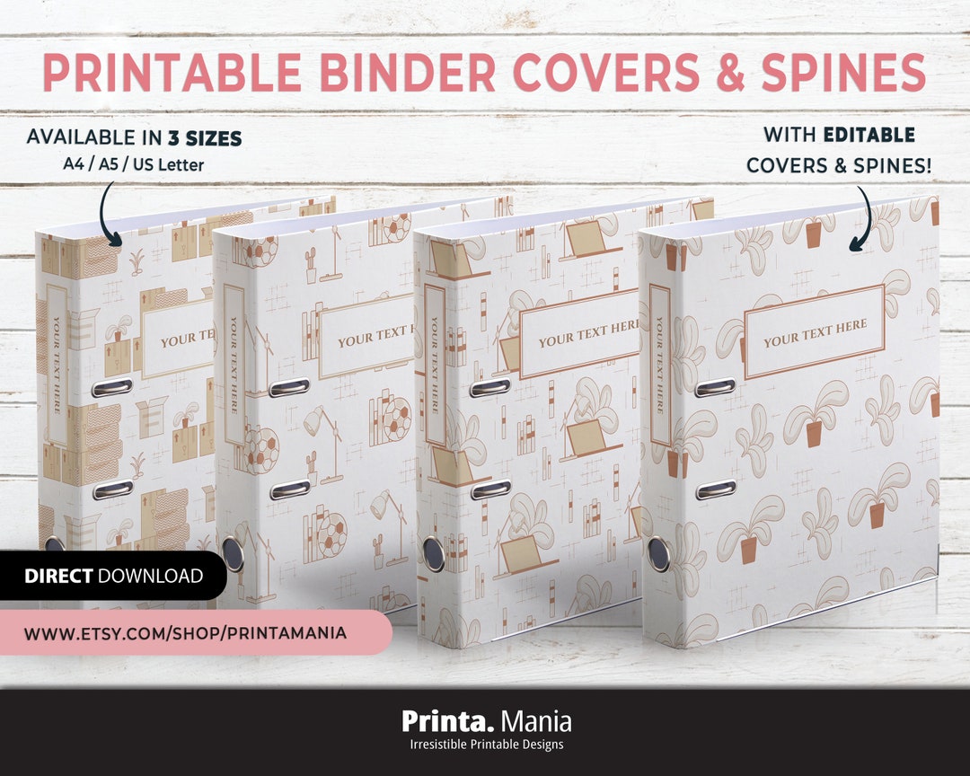 Editable Printable Binder Covers & Spines: A4, A5, US Letter (digital ...