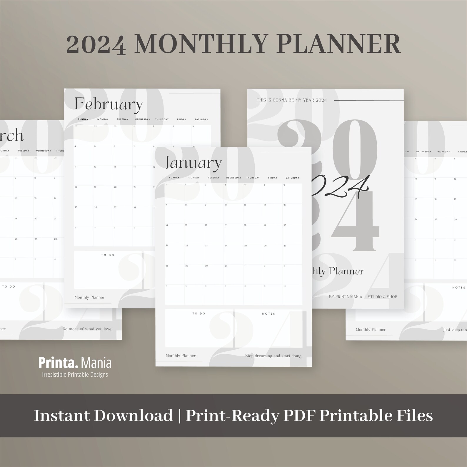 2024 Monthly Planner Printable 2024 Dated Calendar A4, A5, Letter ...