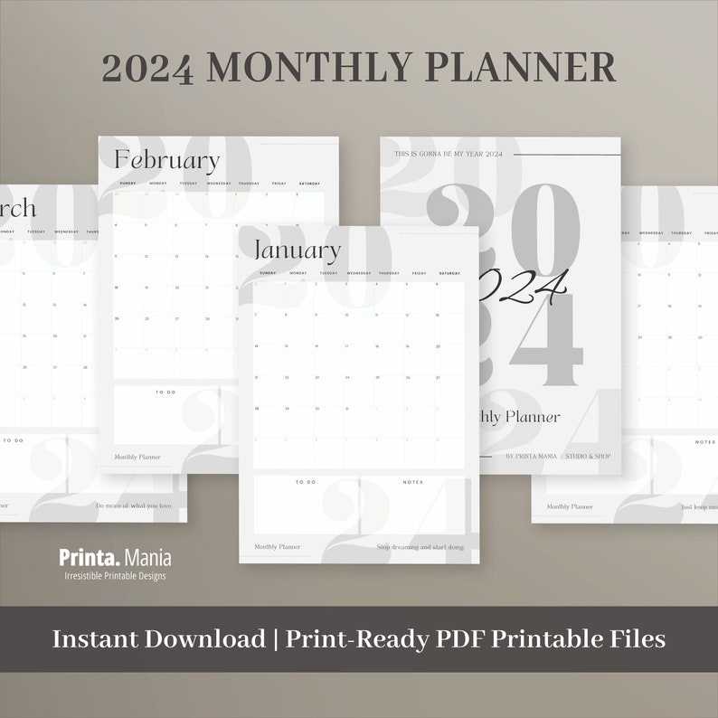 2024 Monthly Planner Printable 2024 Dated Calendar A4, A5, Letter ...