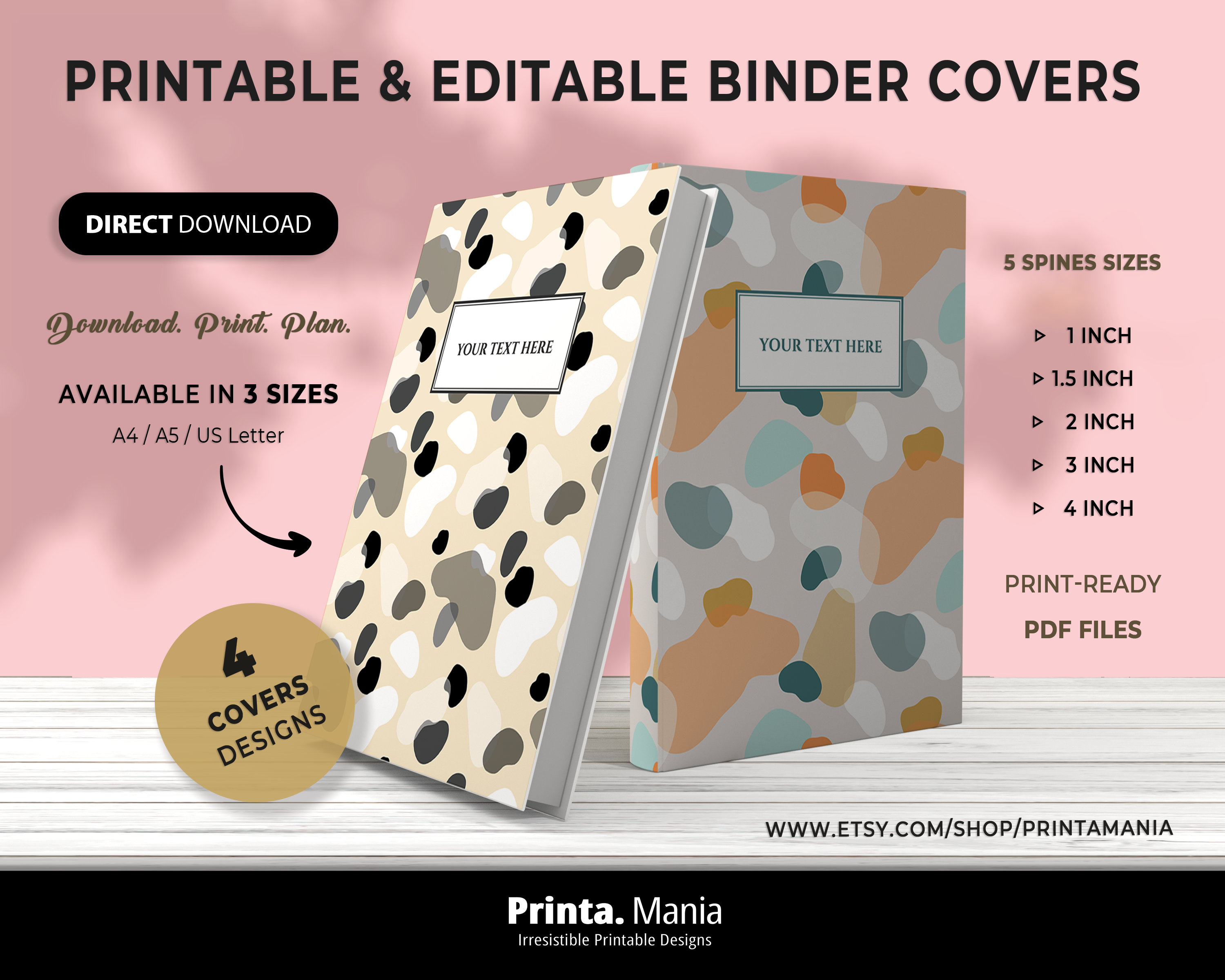 Printable School Binder Covers Set | Editable Covers + Spines | 4 ...