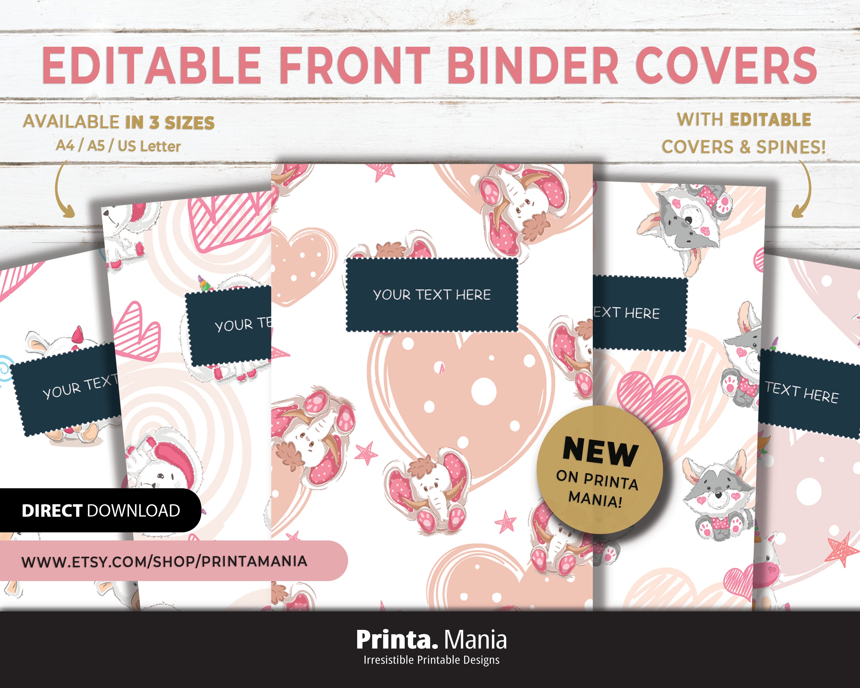 Personalized Printable Binder Covers & Spines Editable Covers Spines 5 ...