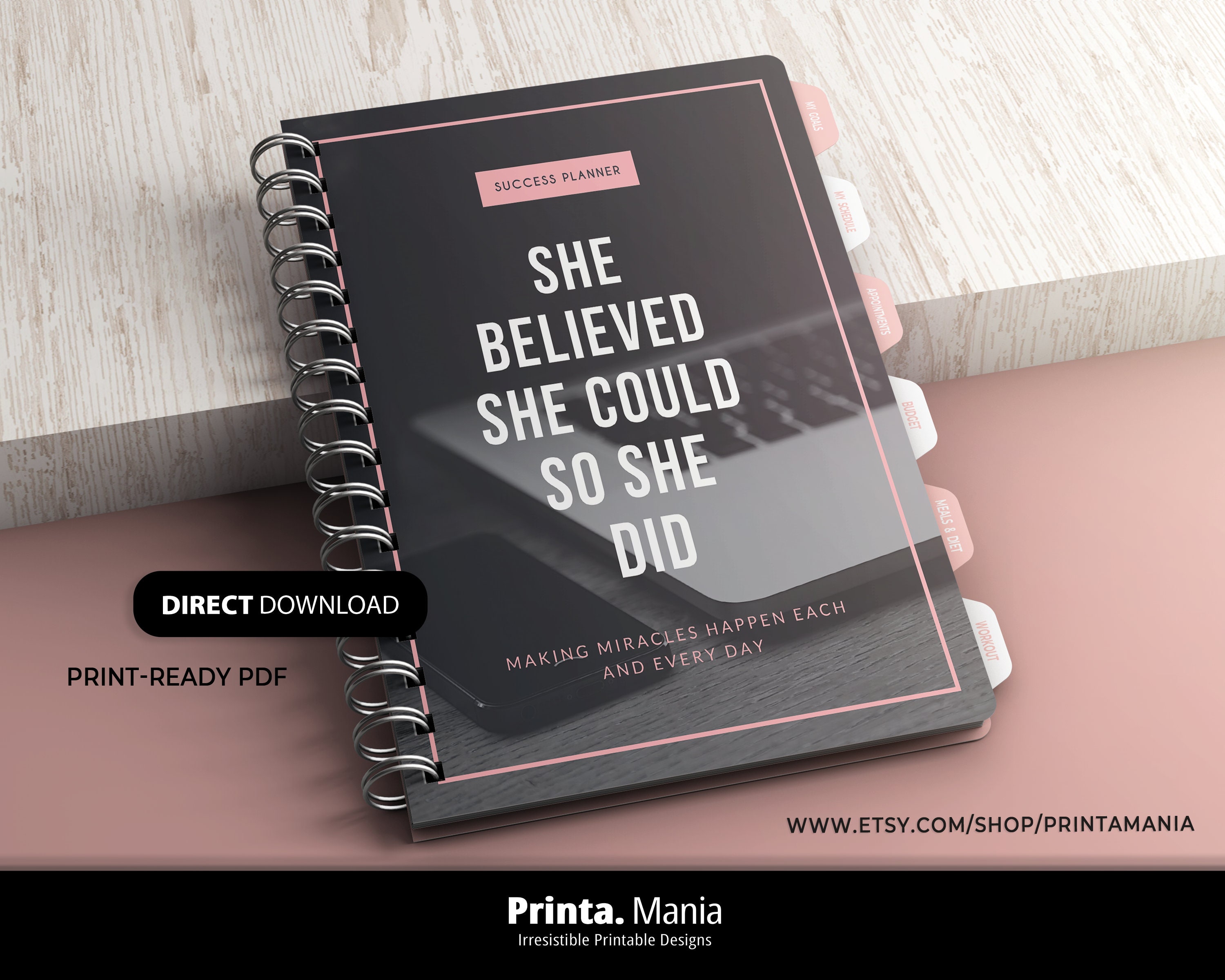 Success Binder Printable Cover Productivity Planner Cover 3 Sizes, 5 ...