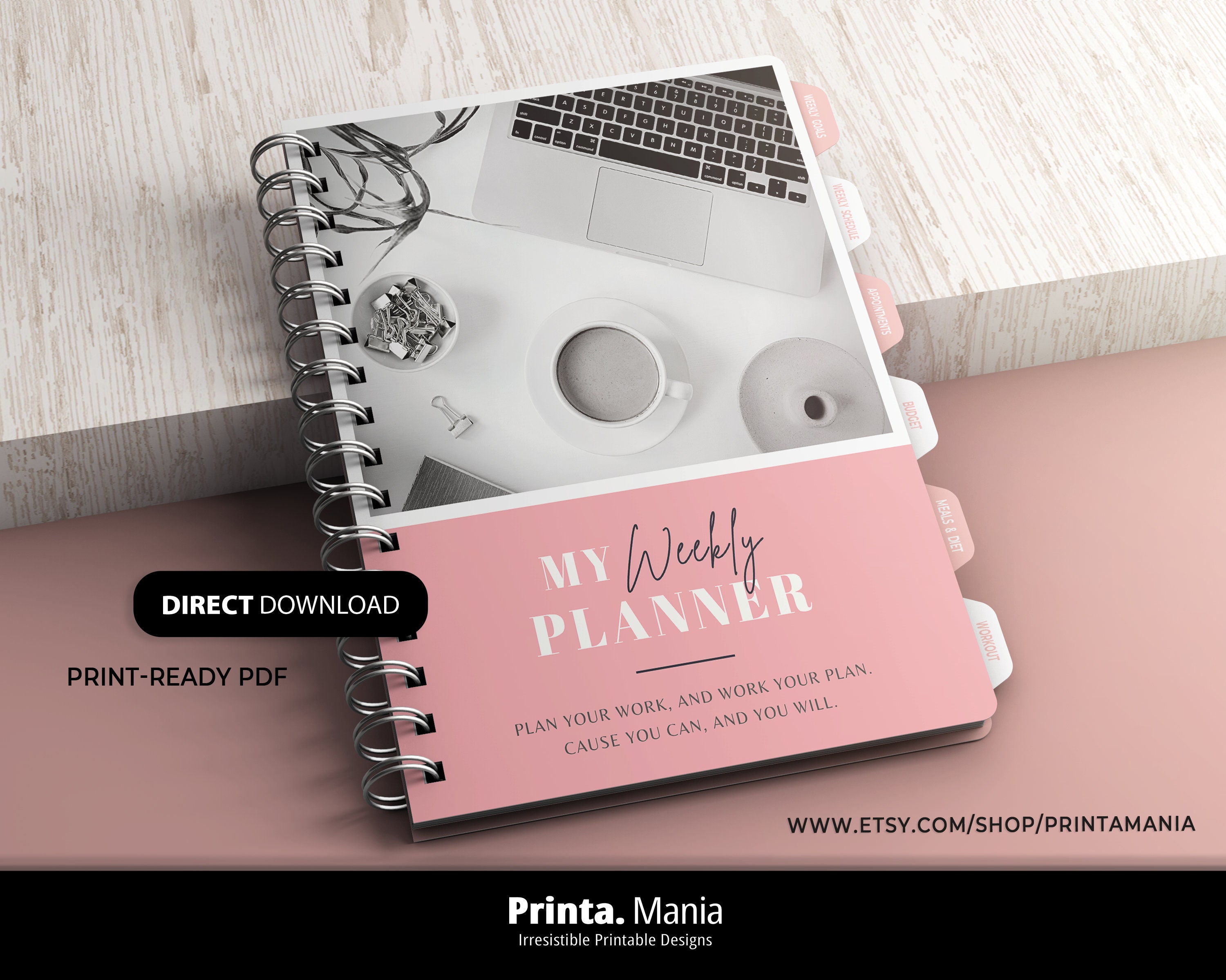 Calendars & Planners Paper & Party Supplies Paper Weekly Planner Cover Schedule Meal 3 Sizes ...