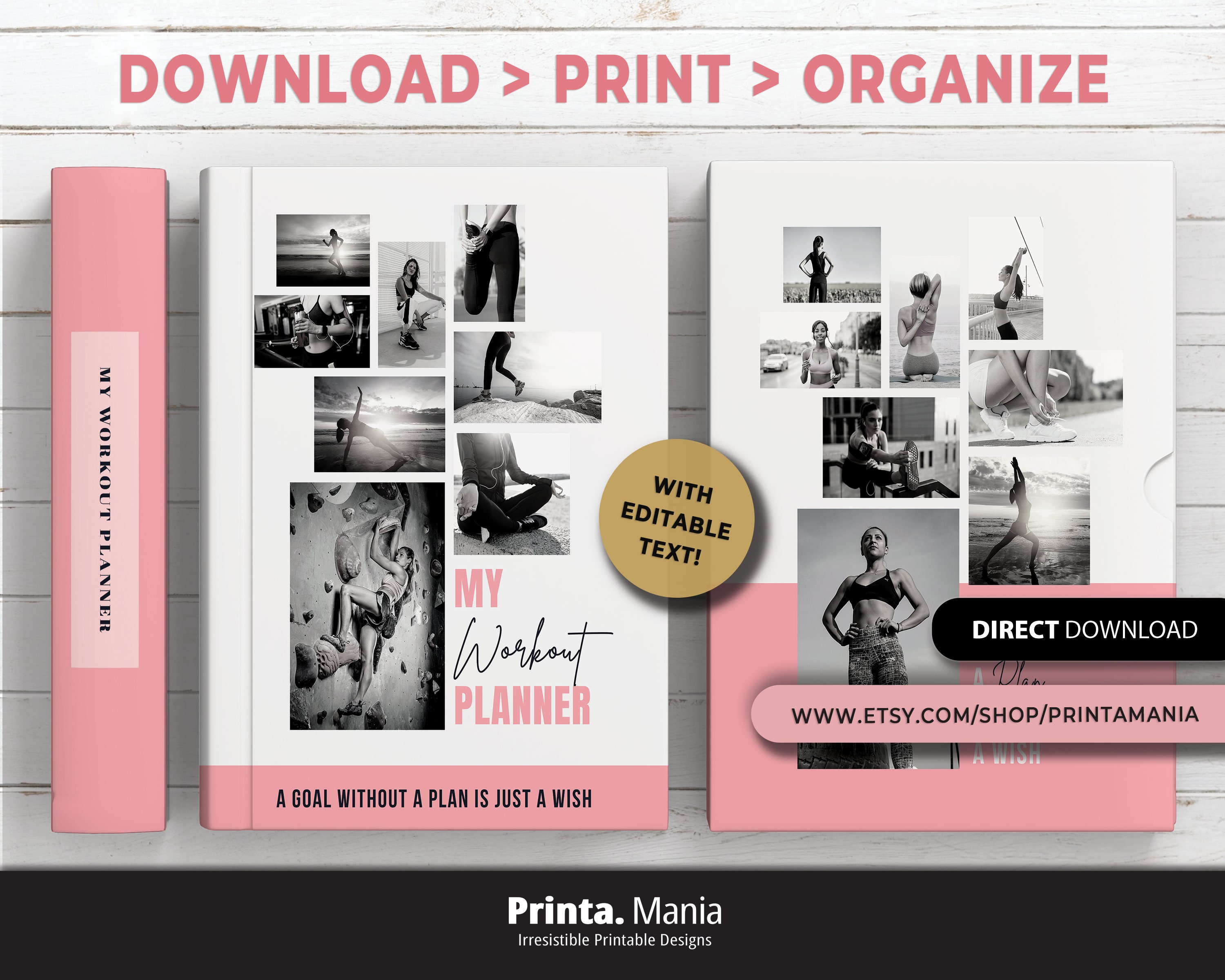 Workout Binder Printable Cover | Workout Planner Cover | 3 Sizes, 5 ...