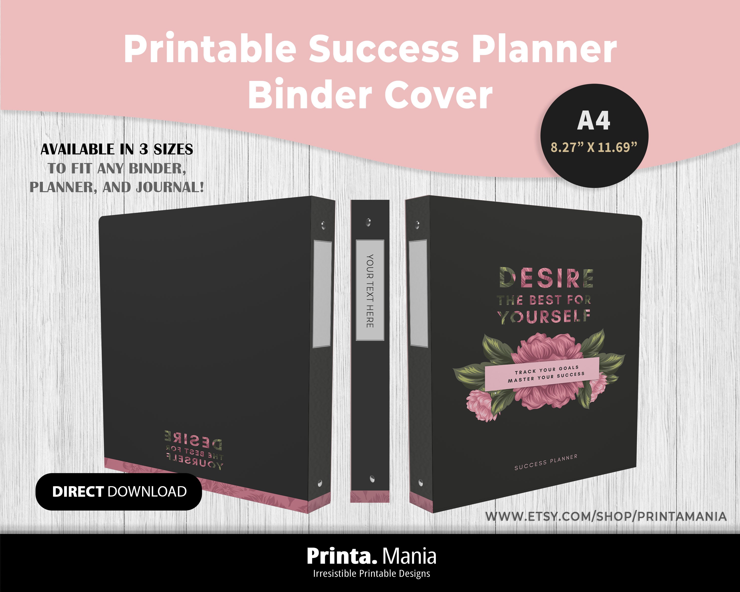 A4 Printable Planner Cover Binder Cover Spines Planner - Etsy