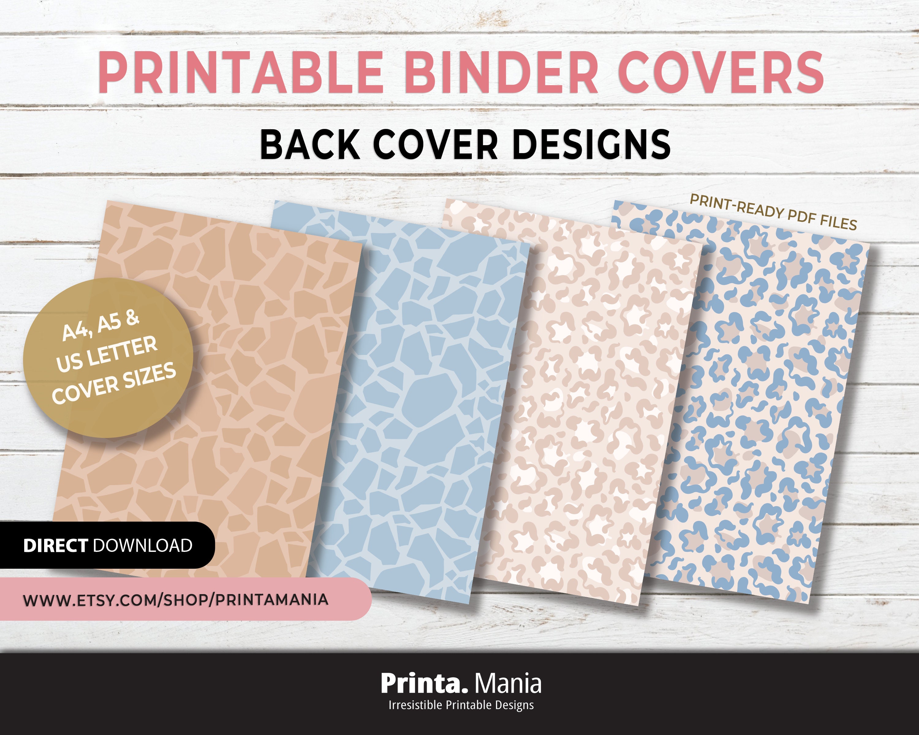 Safari Animal Print Binder Covers: Editable School Binder Set (PDF) - Etsy
