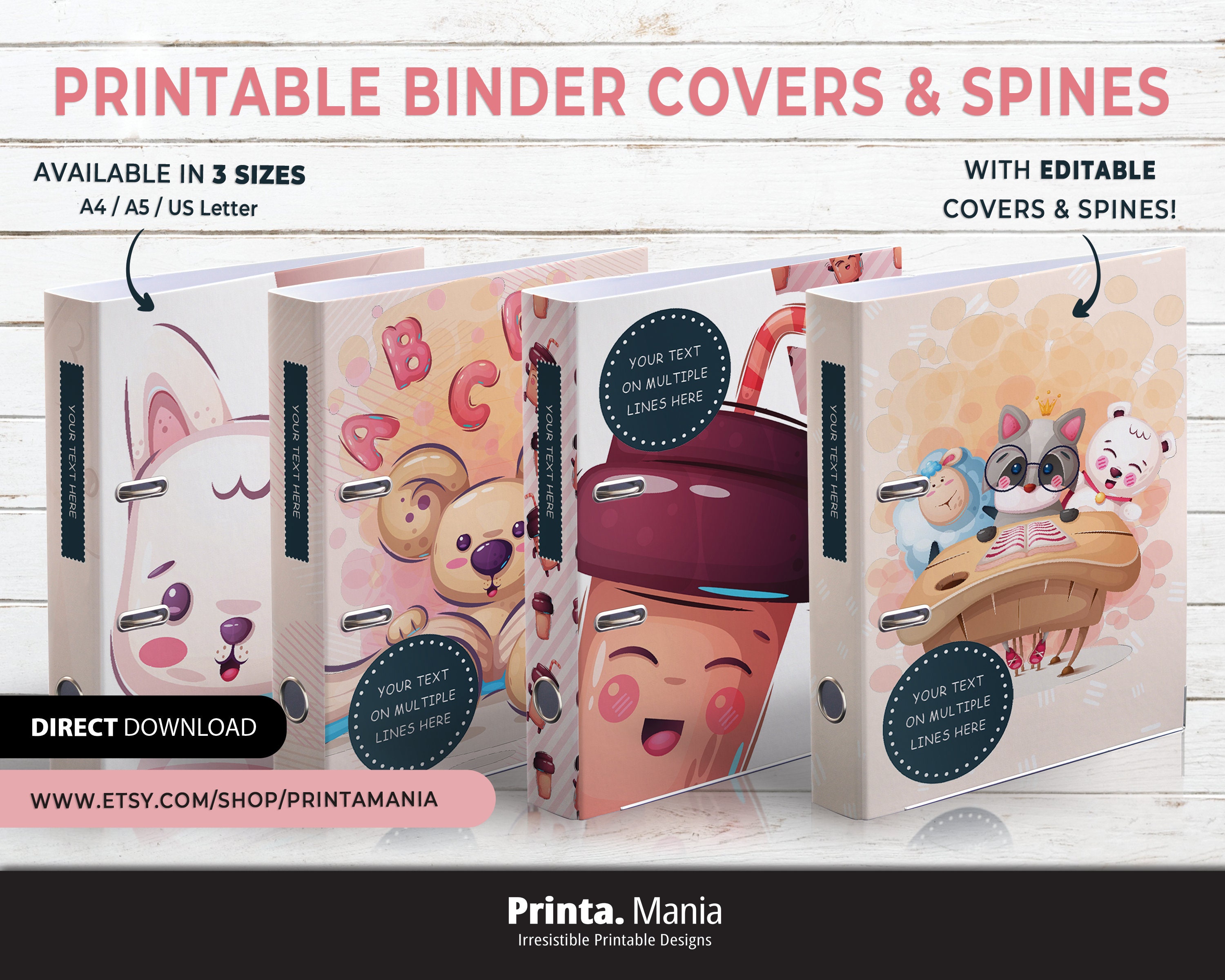 Personalized Printable Binder Covers & Spines | Editable Covers ...