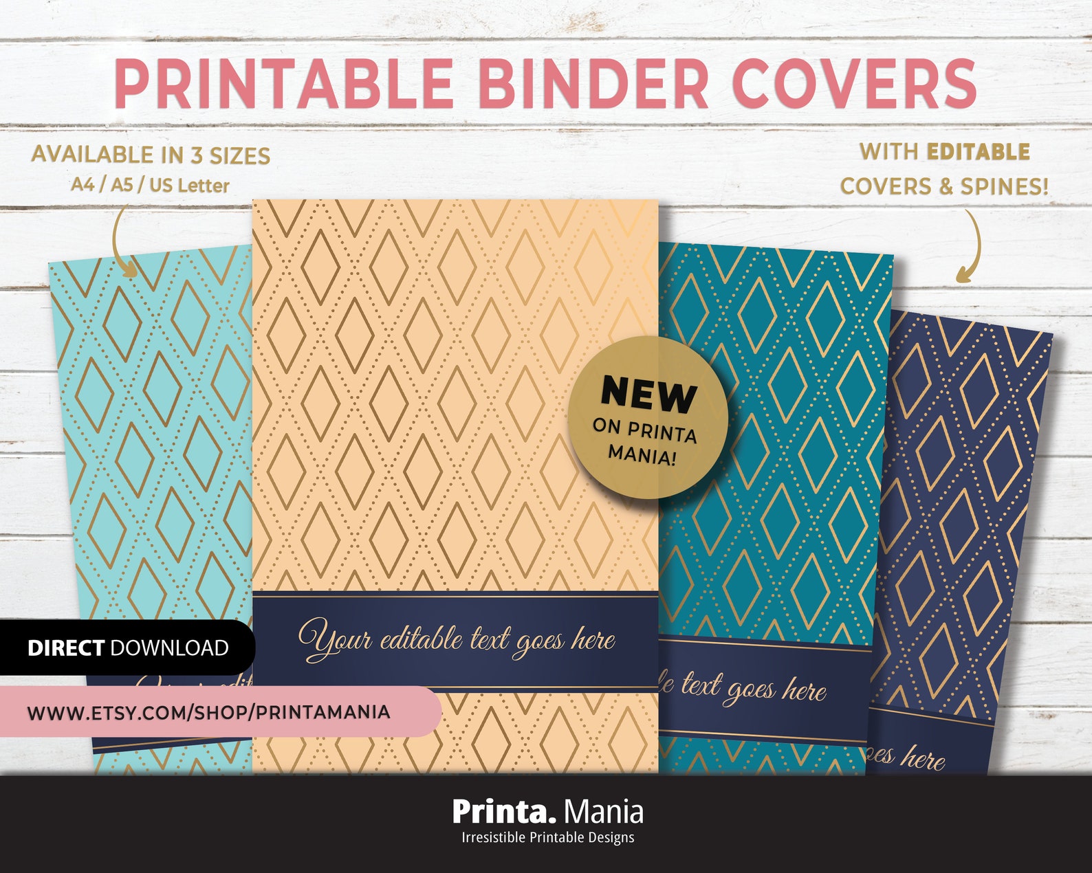 Personalized Binder Covers & Spines Printable | Editable Covers+spines ...
