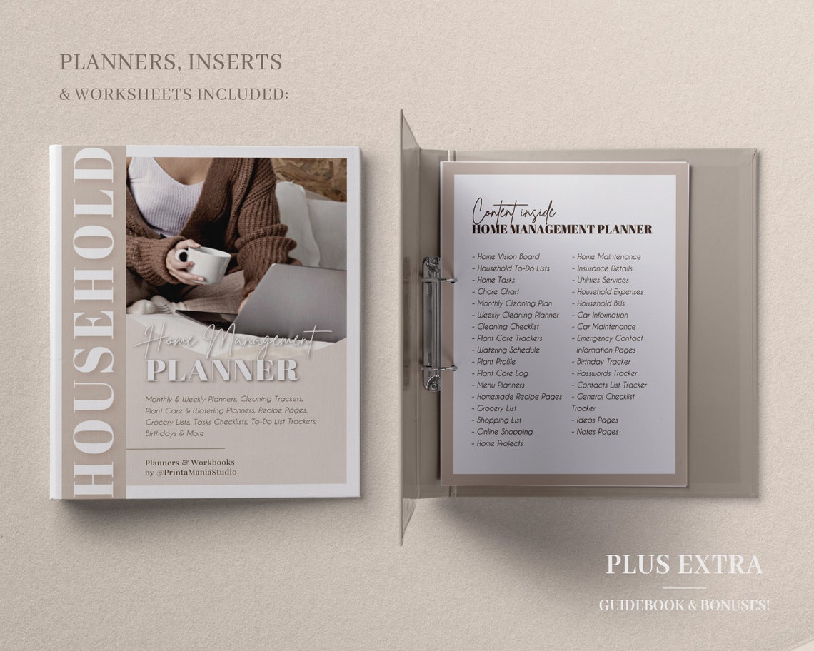 Home Management Planner Printable Bundle 60+ Inserts 18 Sizes ...