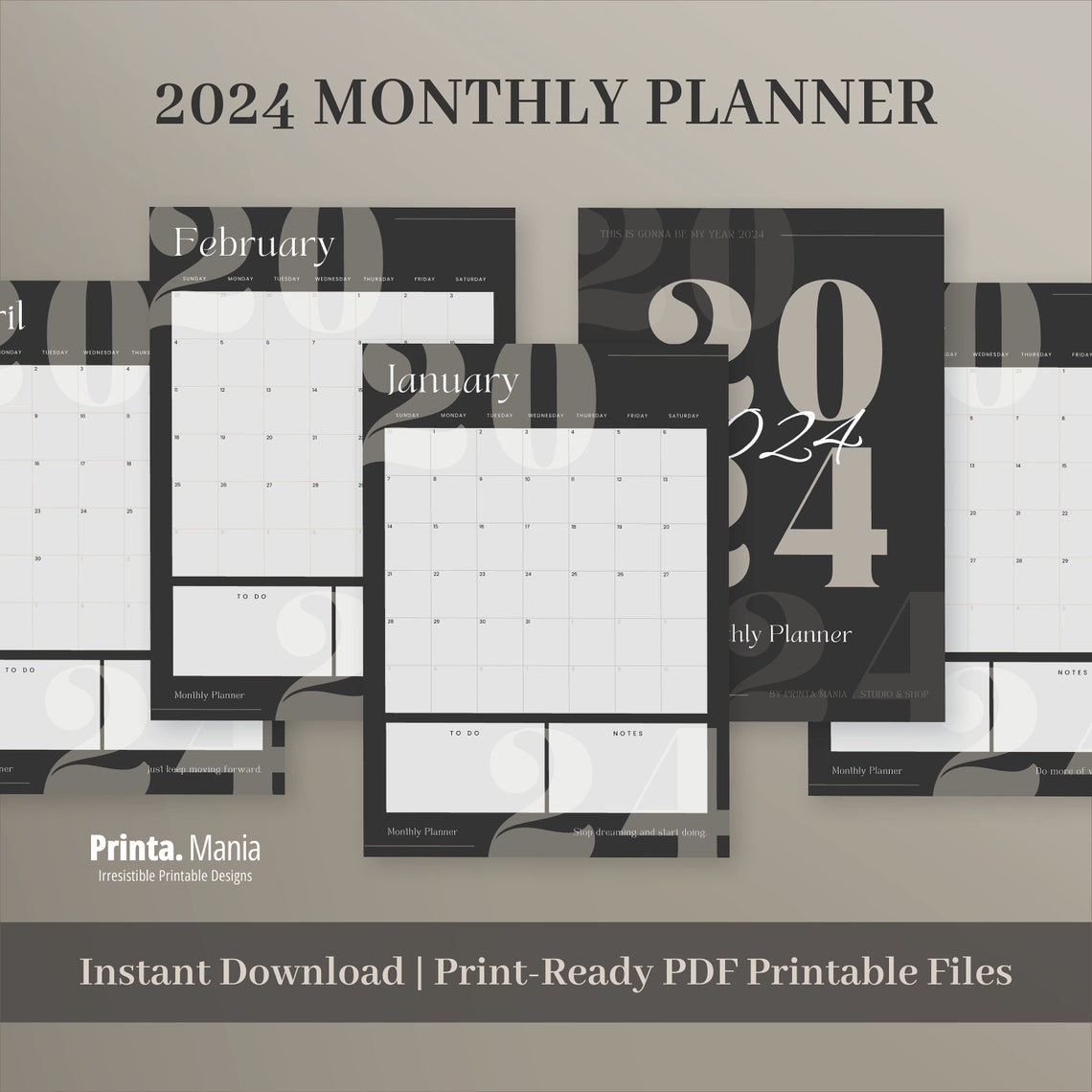 2024 Monthly Planner Printable 2024 Dated Calendar A4, A5, Letter Printable PDF Instant Download ...