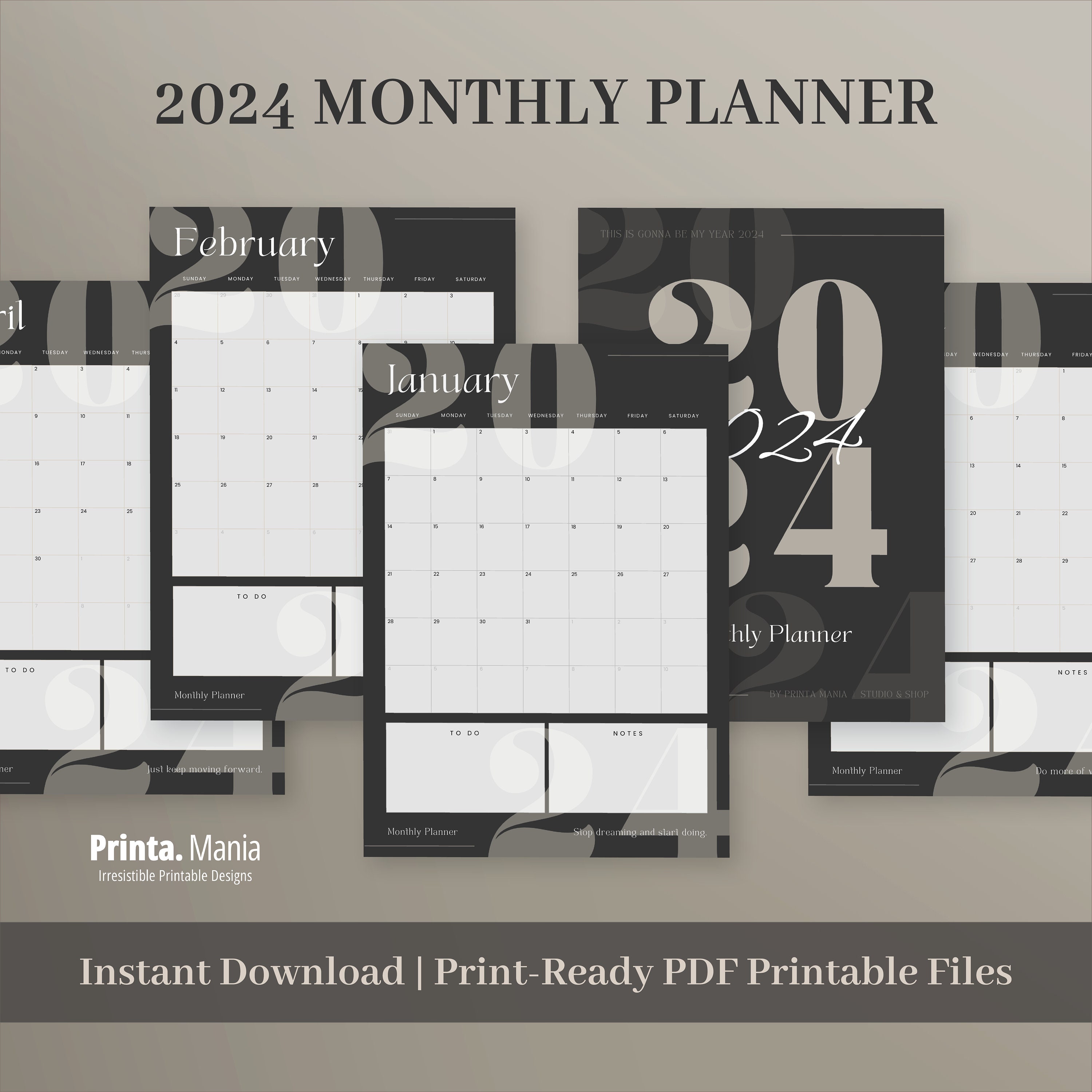 2024 Monthly Planner Printable 2024 Dated Calendar A4, A5, Letter ...