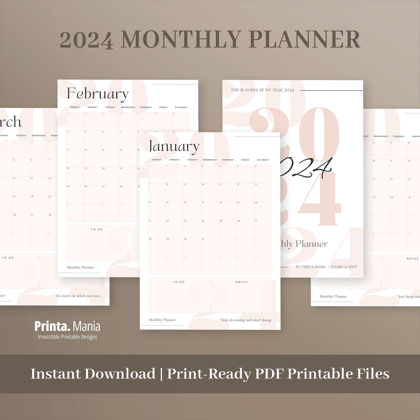 2024 Monthly Planner Printable 2024 Dated Calendar A4, A5, Letter ...