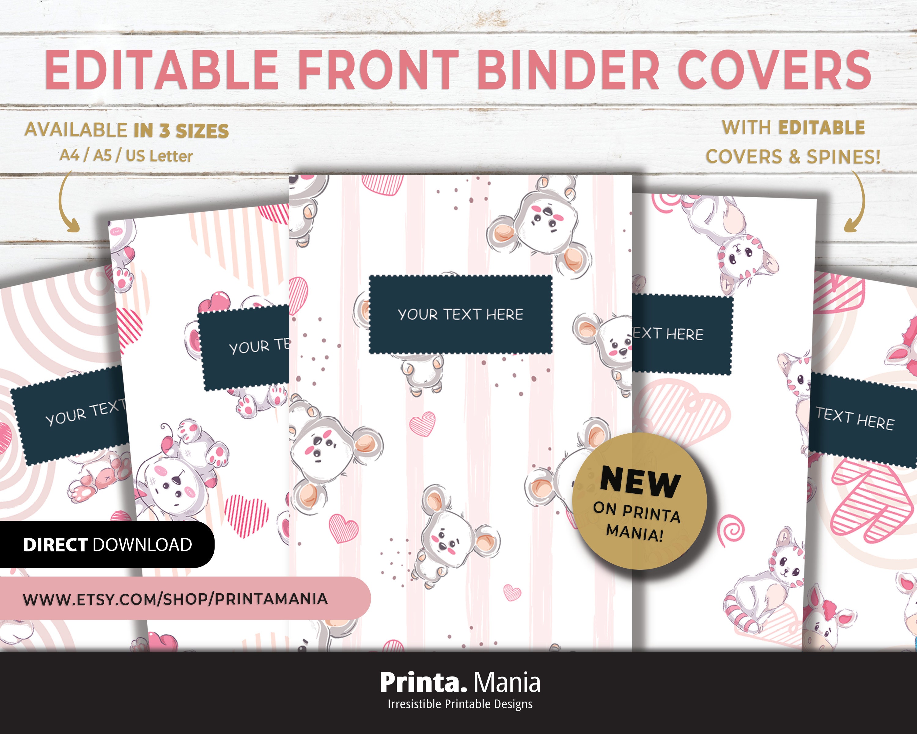 Personalized Printable Binder Covers & Spines Editable - Etsy