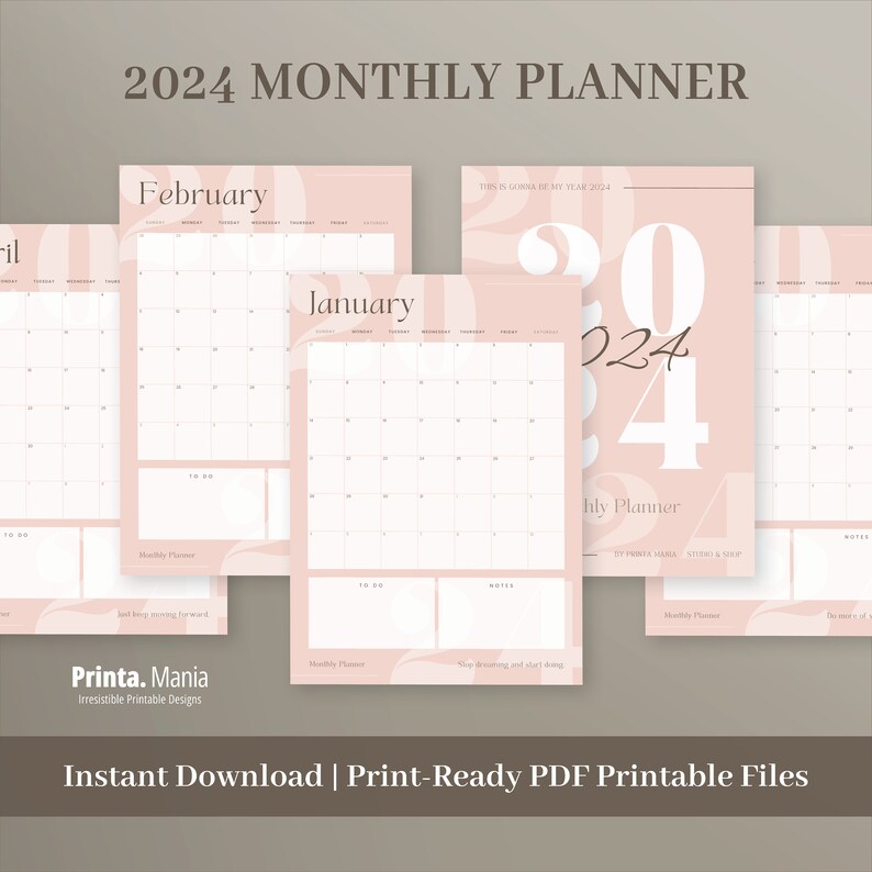 2024 Monthly Planner Printable 2024 Dated Calendar A4, A5, Letter ...