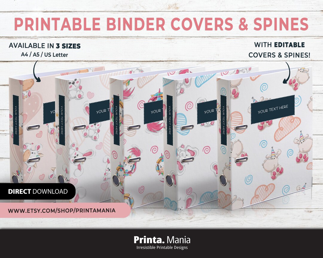 Personalized Printable Binder Covers & Spines | Editable Covers ...
