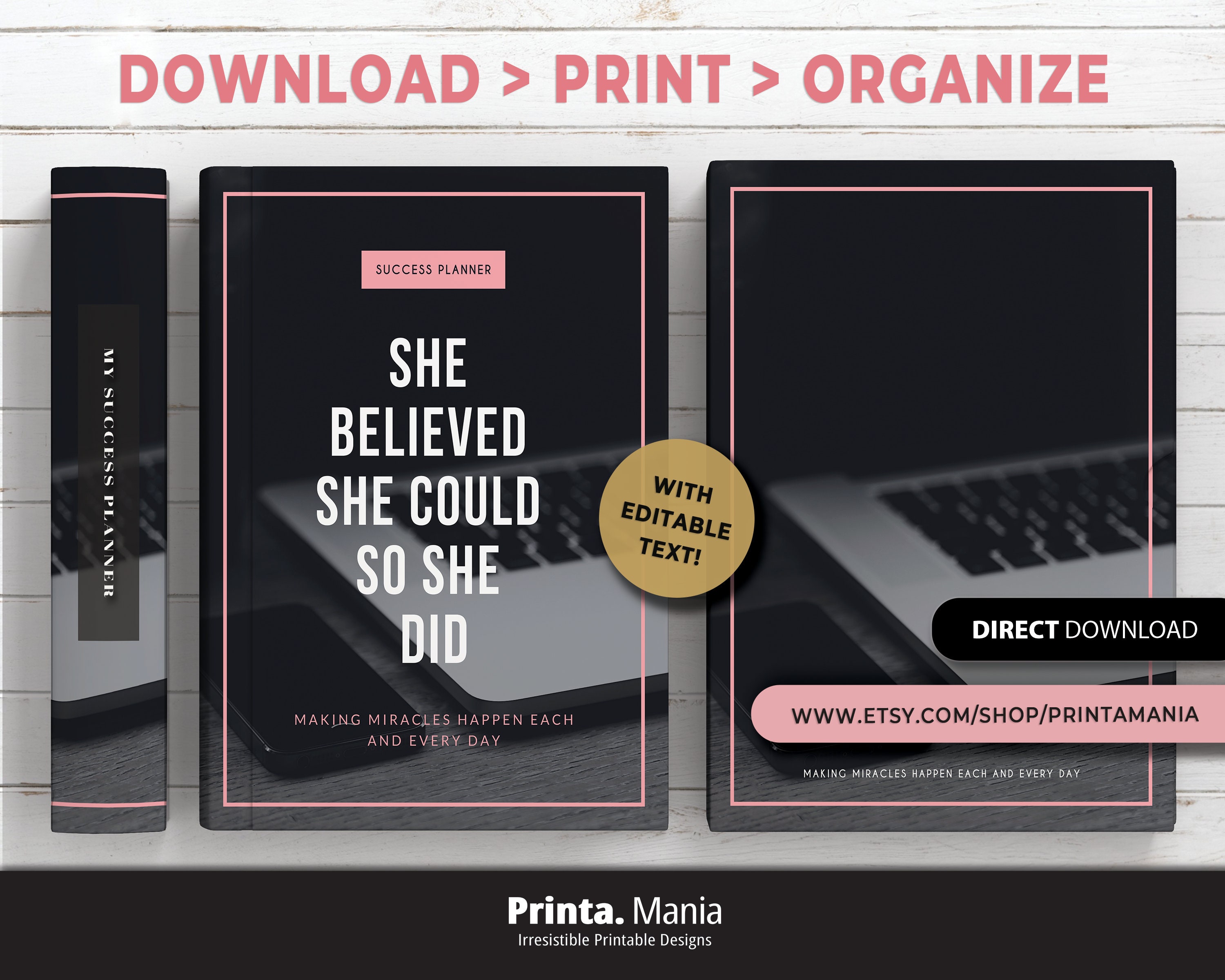 Success Binder Printable Cover Productivity Planner Cover 3 Sizes, 5 ...