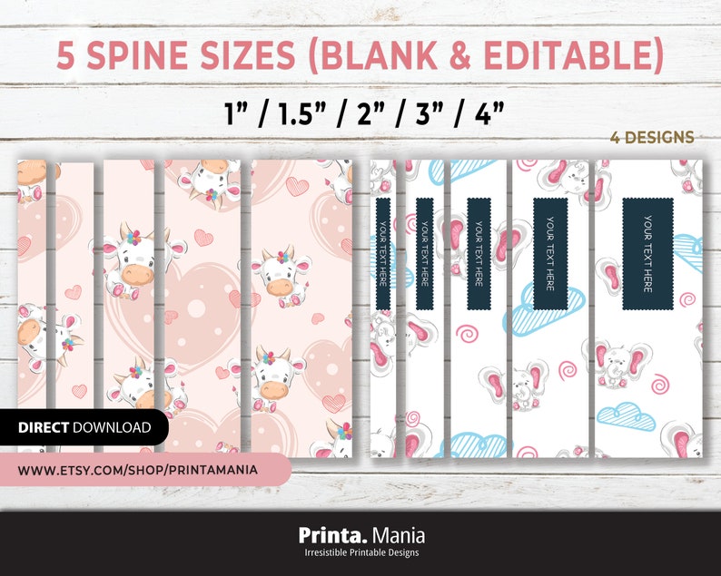 Editable Printable Binder Covers | Cute Animal Designs (digital ...