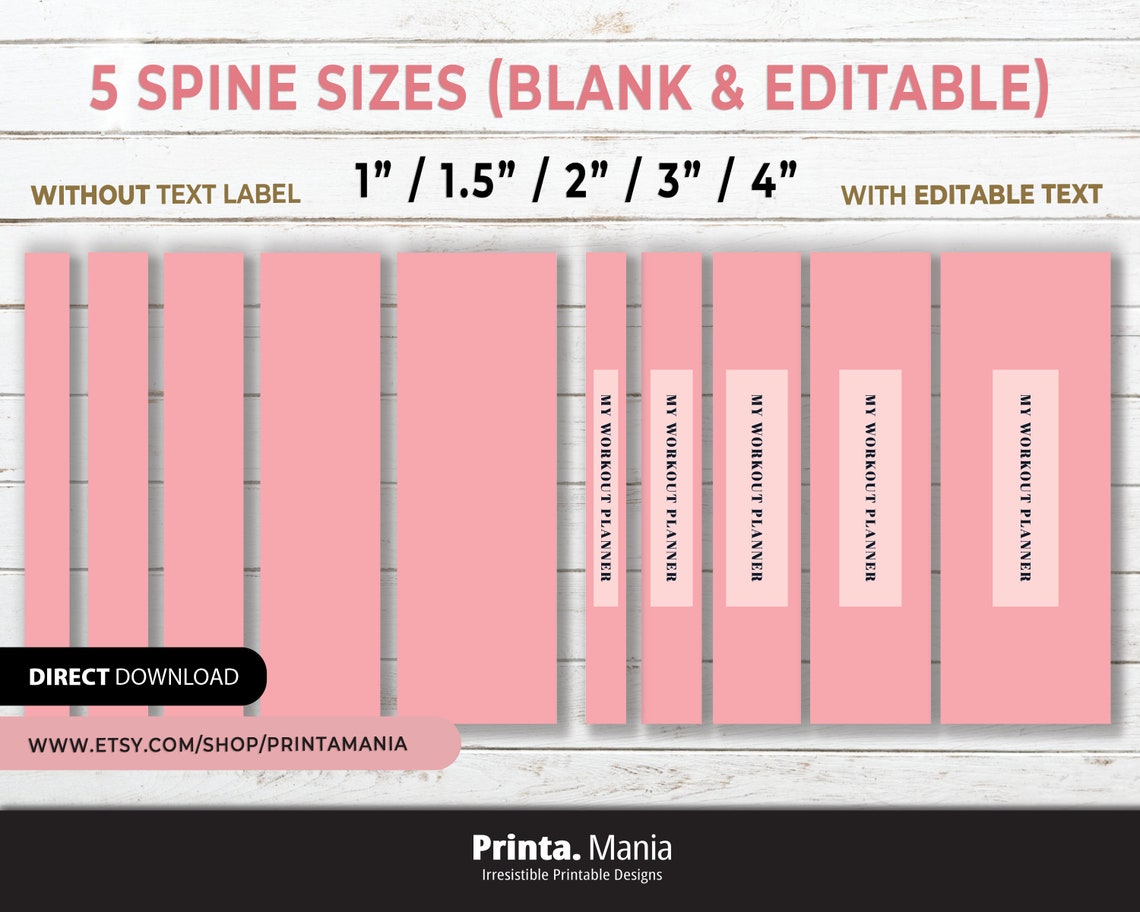 Workout Binder Printable Cover | Workout Planner Cover | 3 Sizes, 5 ...