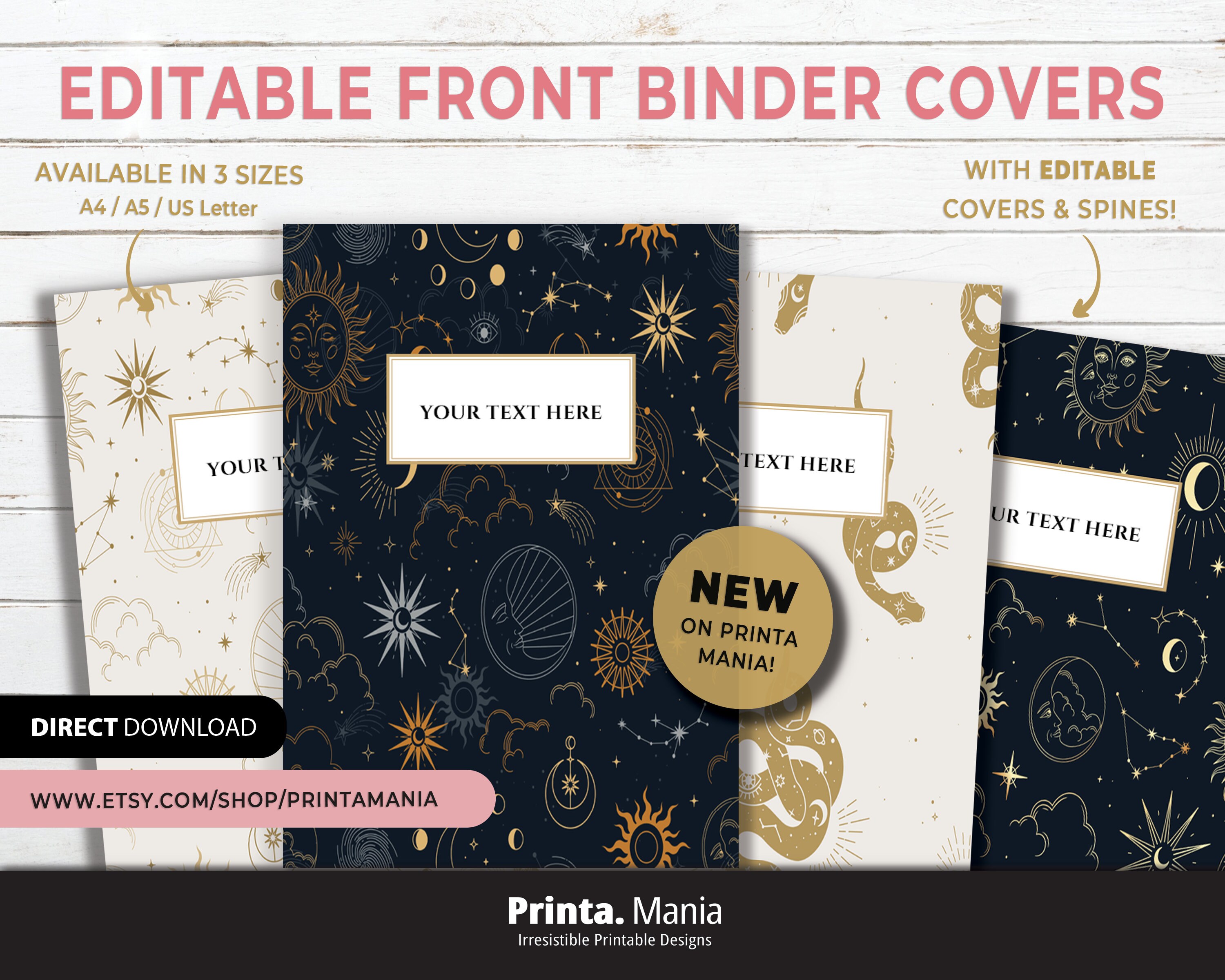 Personalized Printable Binder Covers & Spines Editable Covers Spines 4 ...