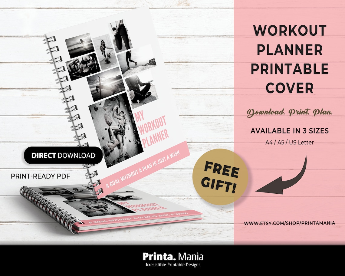 Workout Planner Printable A4, A5, US Letter Fitness Planner, Weekly ...