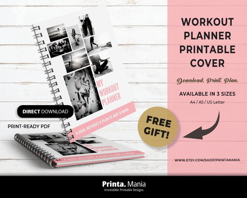 Workout Planner Printable A4, A5, US Letter Fitness Planner, Weekly ...