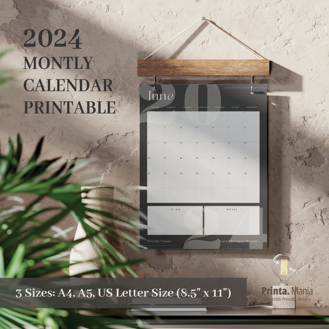 2024 Monthly Planner Printable 2024 Dated Calendar A4, A5, Letter ...