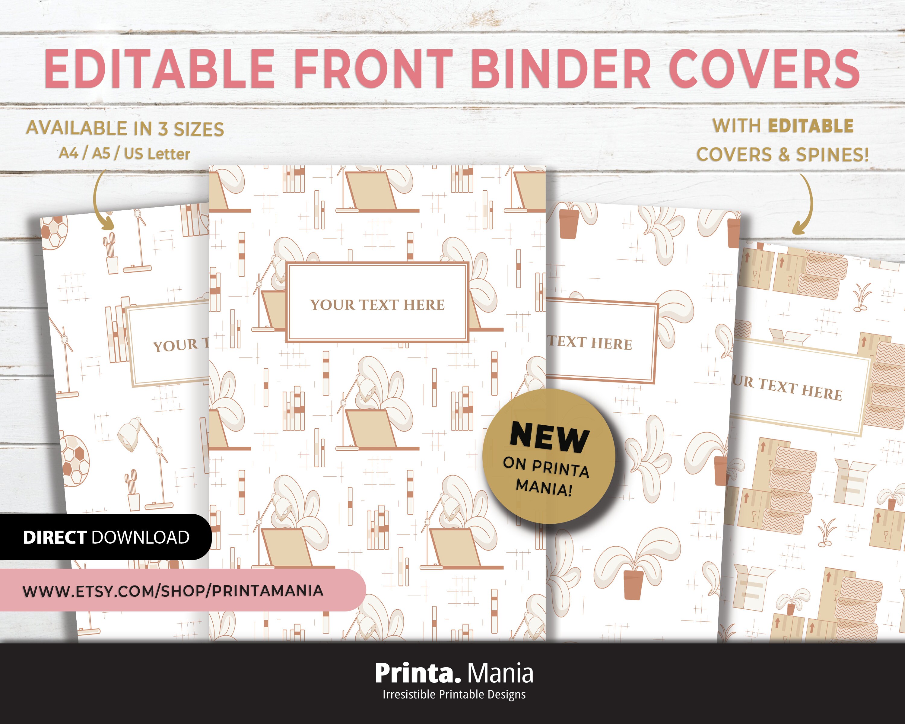 Editable Printable Binder Covers & Spines: A4, A5, US Letter (digital ...