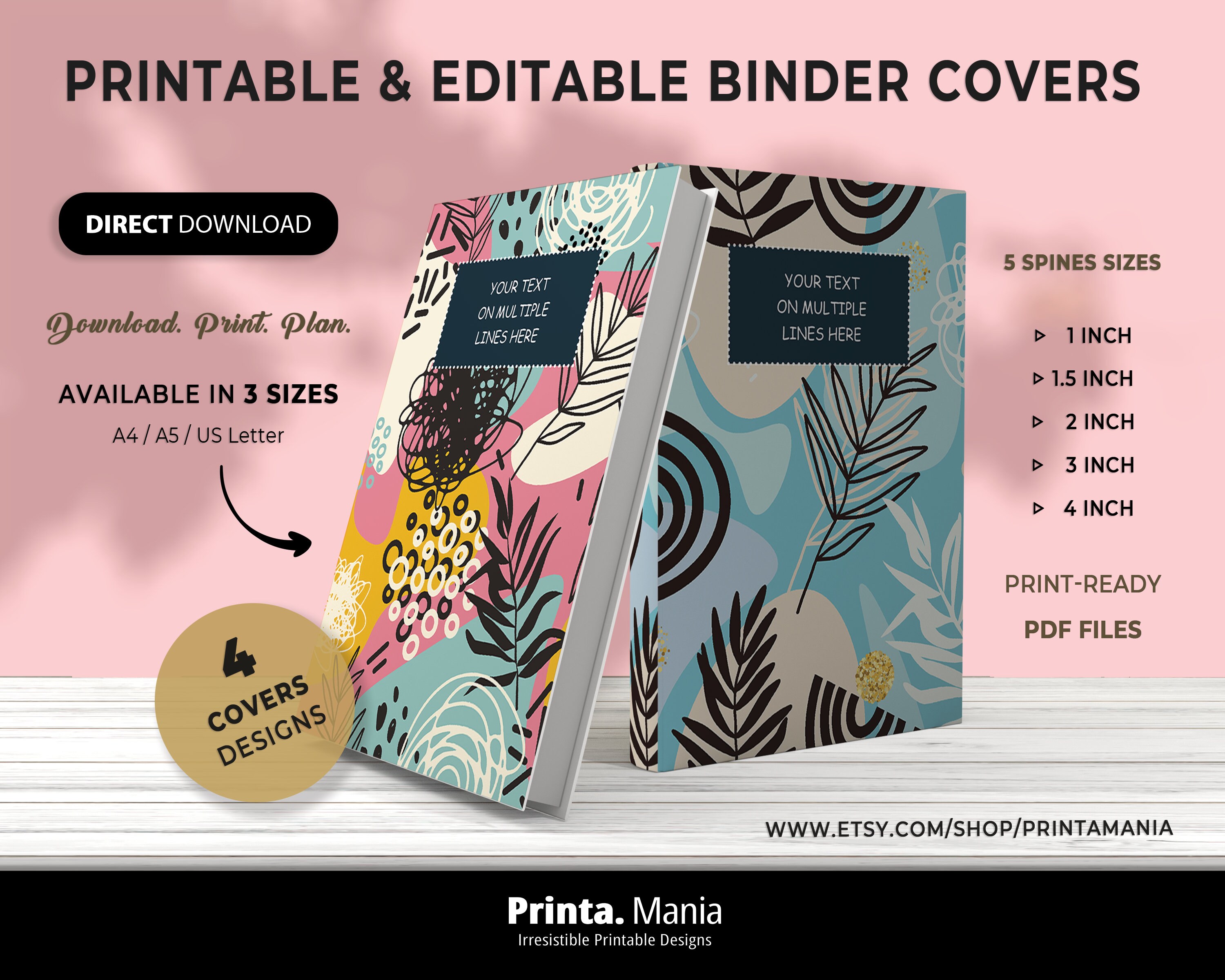 Personalized Binder Covers & Spines Printable | Editable Covers ...