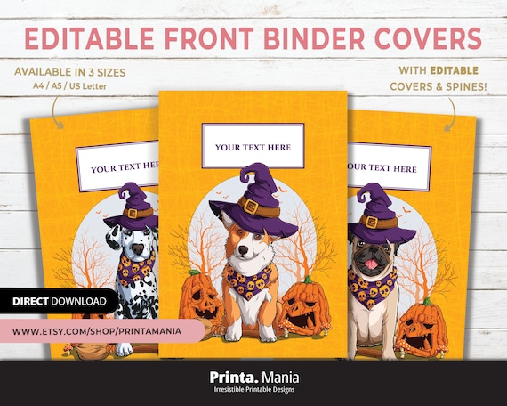 Halloween Printable Binder Covers Set Editable Covers | Etsy