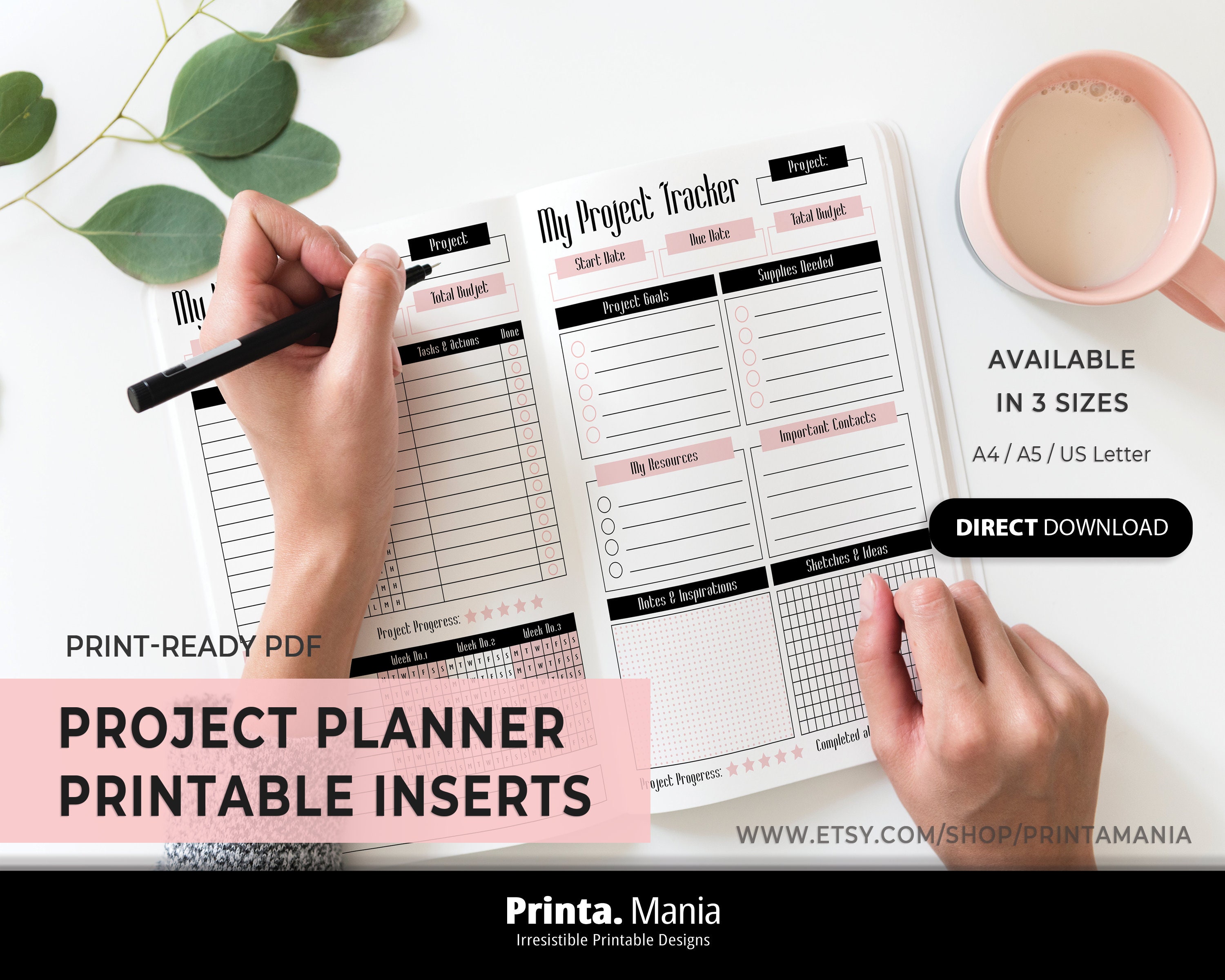 Project Planner Printable A4, A5, US Letter Project Tracker, Business ...