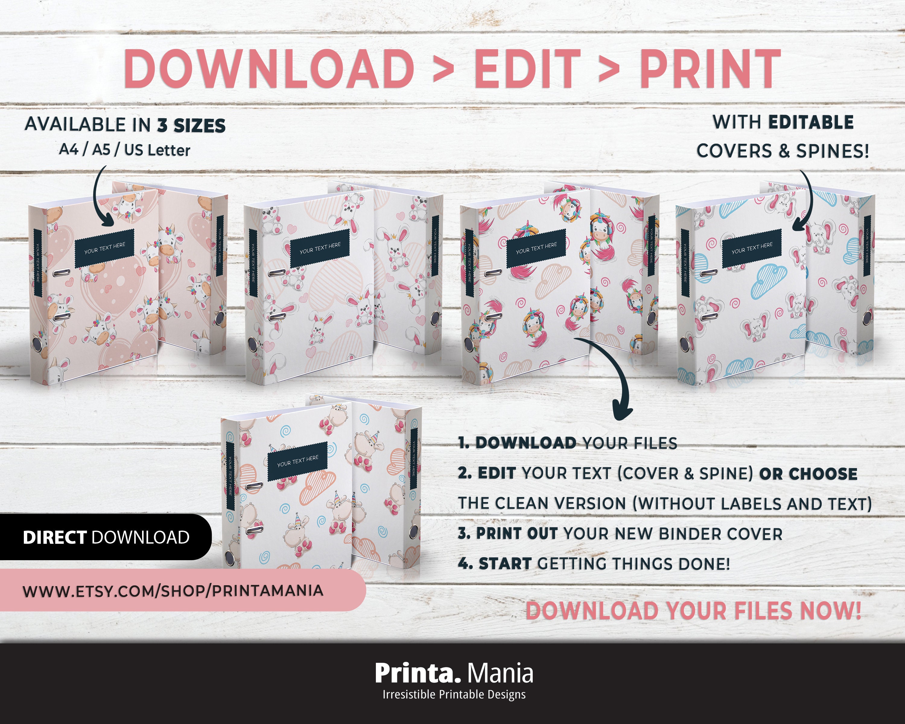 Personalized Printable Binder Covers & Spines | Editable Covers ...