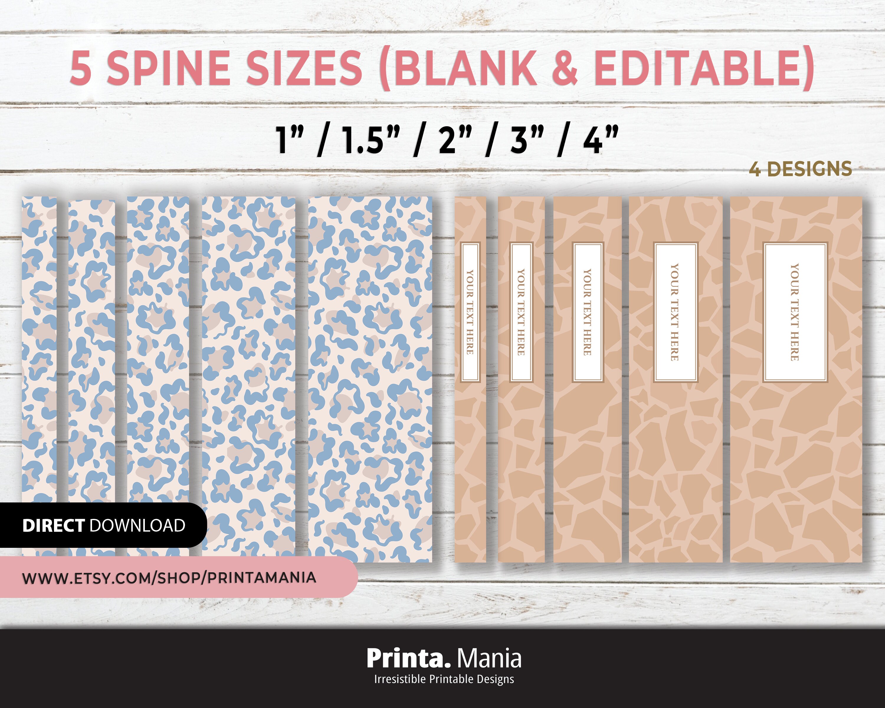 Safari Animal Print Binder Covers: Editable School Binder Set (PDF) - Etsy