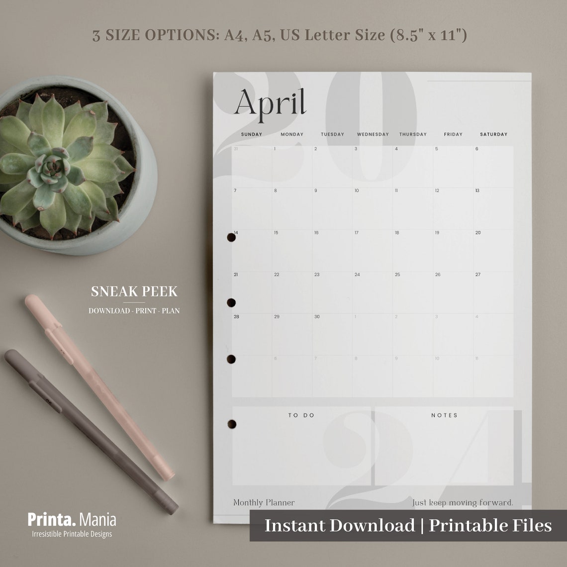 2024 Monthly Planner Printable 2024 Dated Calendar A4, A5, Letter ...