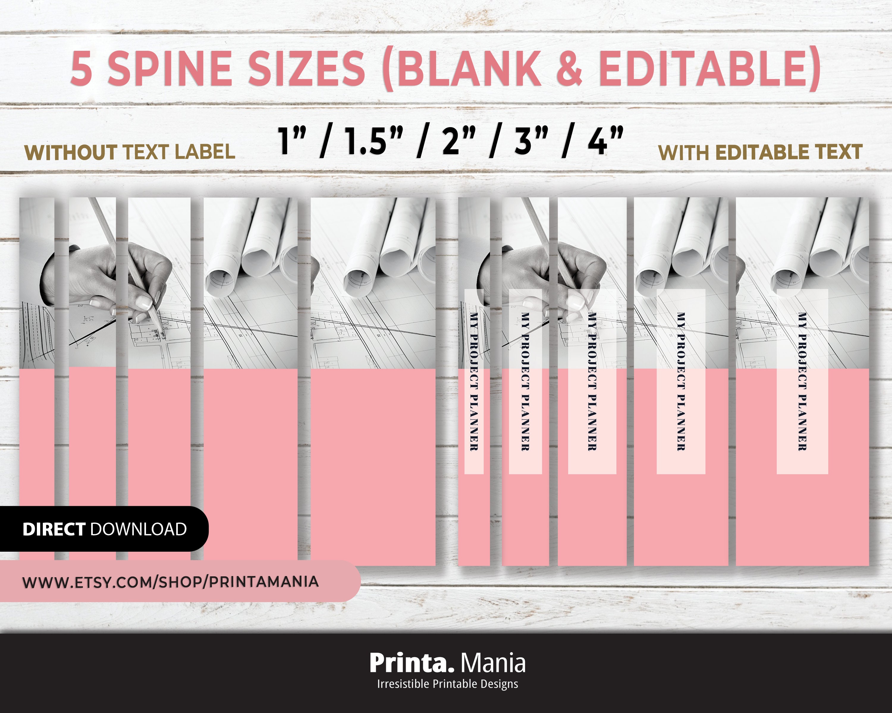 Project Binder Printable Cover | Project Planner Cover | 3 Sizes, 5 ...