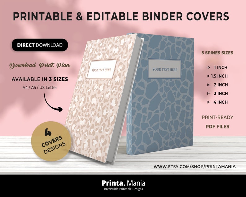 Safari Animal Print Binder Covers: Editable School Binder Set (PDF) - Etsy