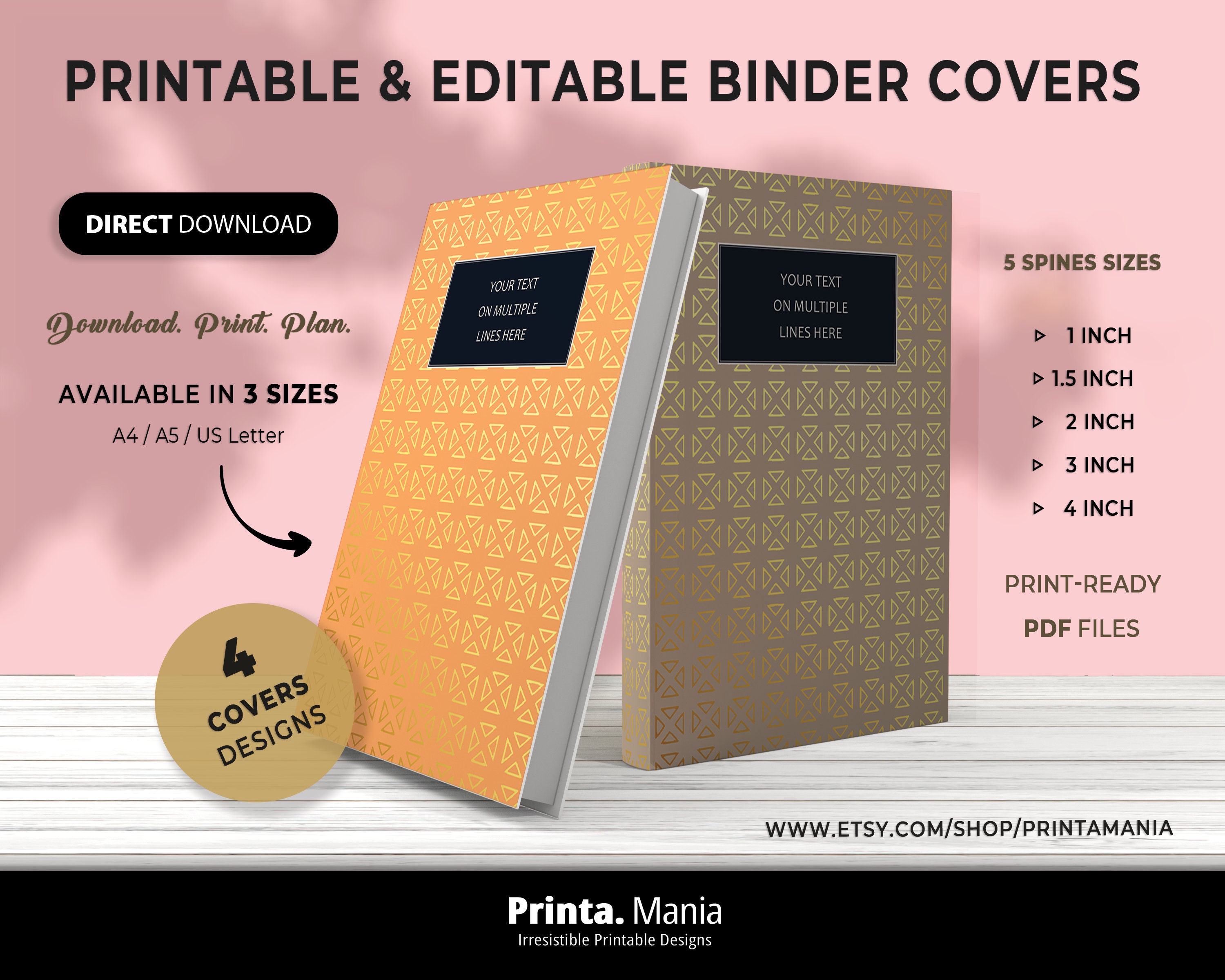 Personalized Binder Covers & Spines Printable | Editable Covers+spines ...