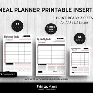 Meal Planner Printable | A4, A5, US Letter | Weekly Meal Planner, Diet ...