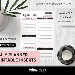 Daily Planner Printable A4, A5, US Letter Business Planner, Daily ...