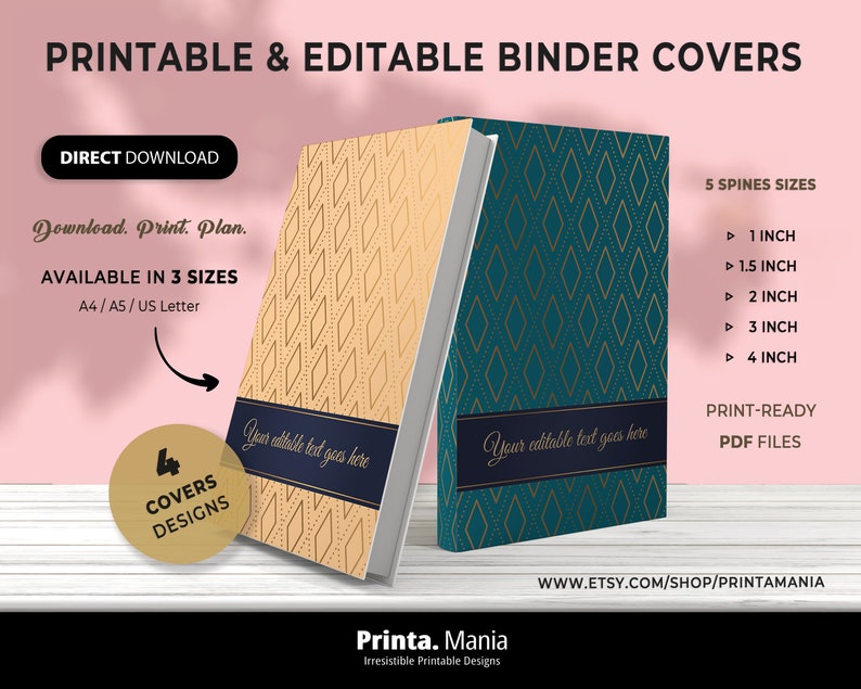 Personalized Binder Covers & Spines Printable | Editable Covers+spines ...