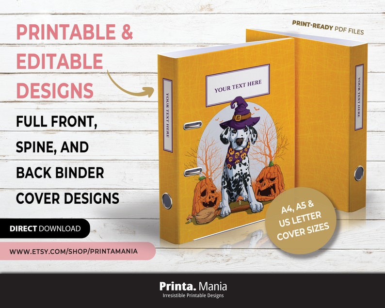 Halloween Printable Binder Covers Set Editable Covers | Etsy