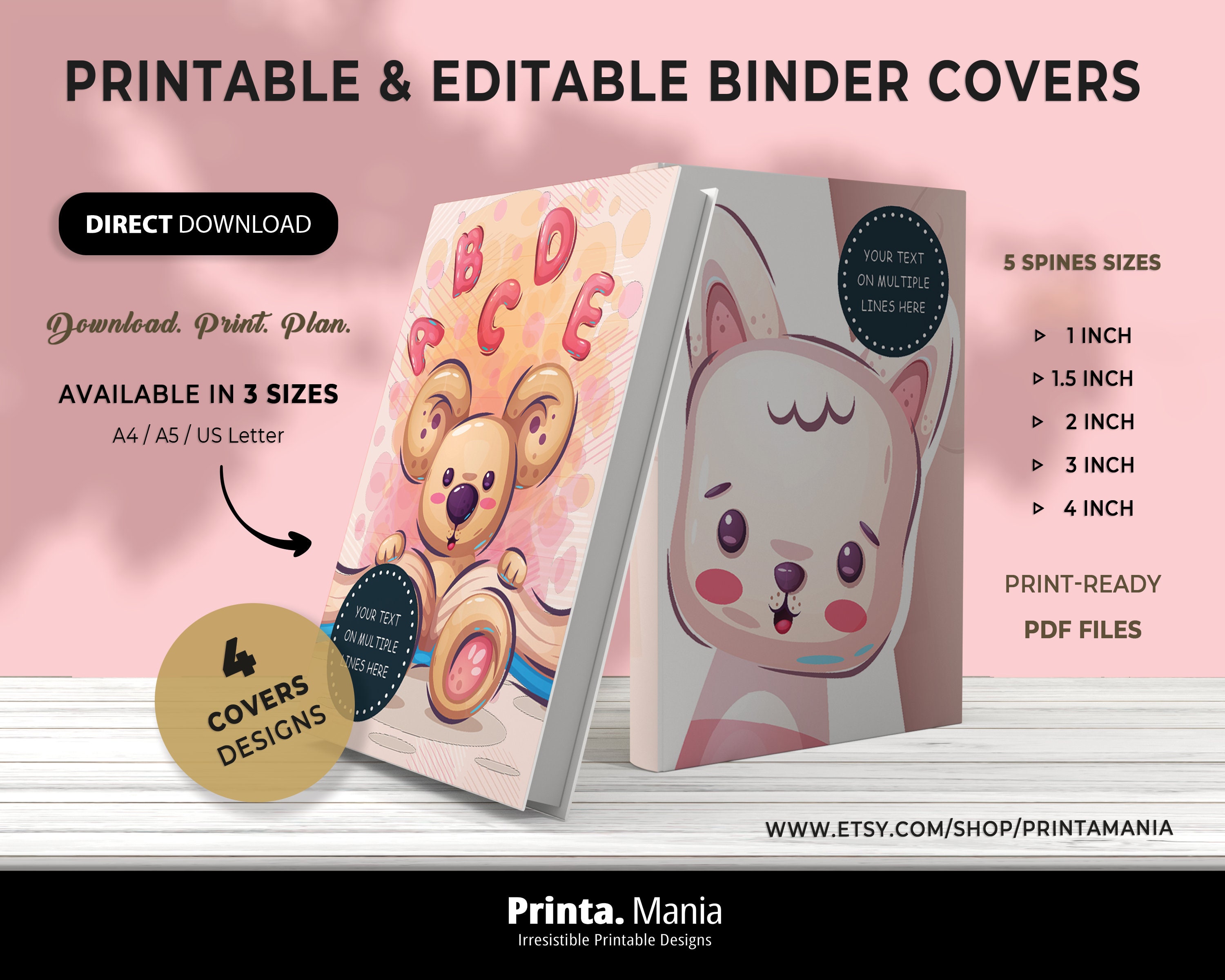 Personalized Printable Binder Covers & Spines | Editable Covers ...