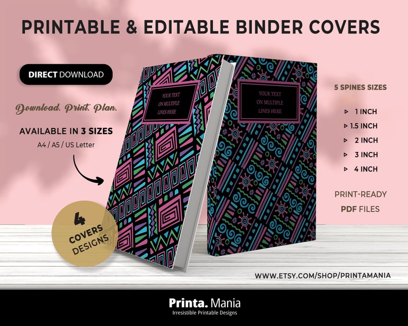 Personalized Binder Covers & Spines Printable | Editable Covers ...