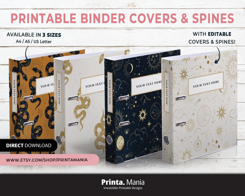 Personalized Printable Binder Covers & Spines Editable Covers Spines 4 ...