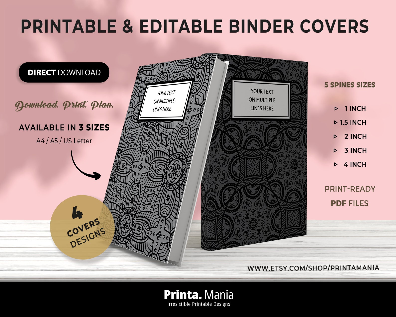 Personalized Binder Covers & Spines Printable | Editable Covers+spines ...