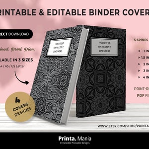 Personalized Binder Covers & Spines Printable | Editable Covers+spines ...