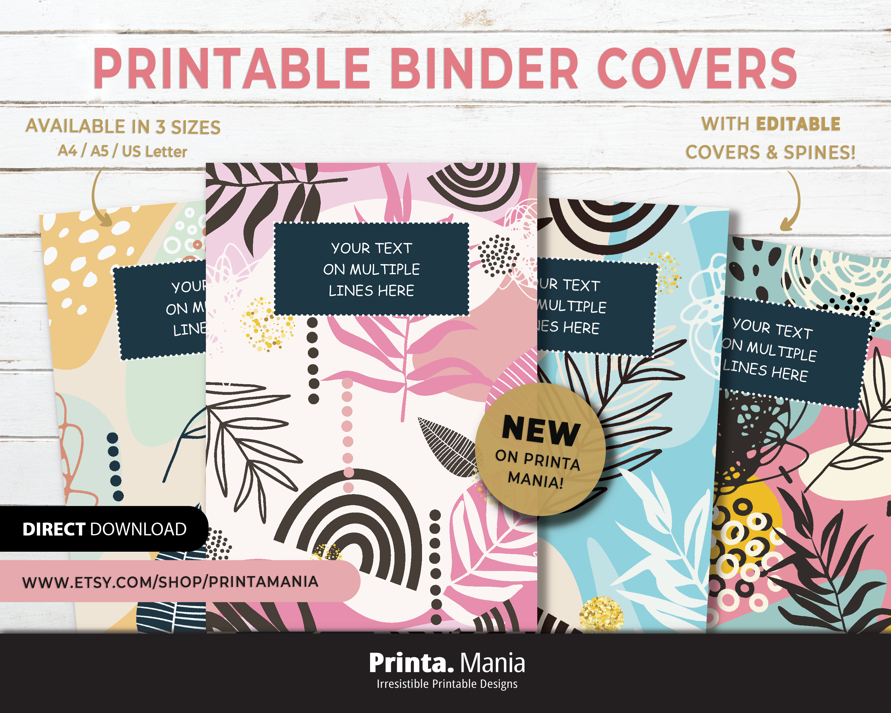 Personalized Binder Covers & Spines Printable | Editable Covers ...