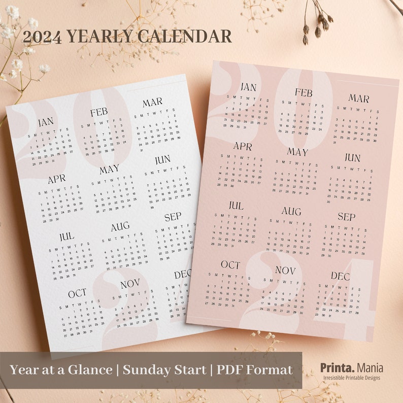 2024 Yearly Calendar Printable, 2024 at A Glance, Vertical, Yearly ... 2024 Yearly Calendar Printable, 2024 at A Glance, Vertical, Yearly ...