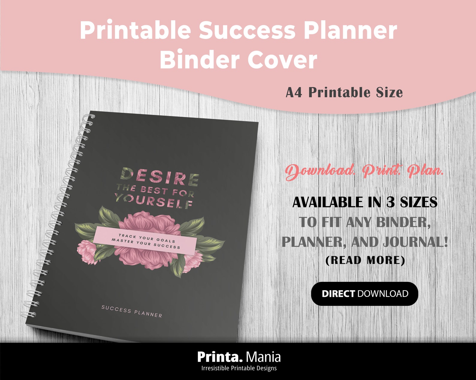 A4 Printable Planner Cover Binder Cover Spines Planner - Etsy