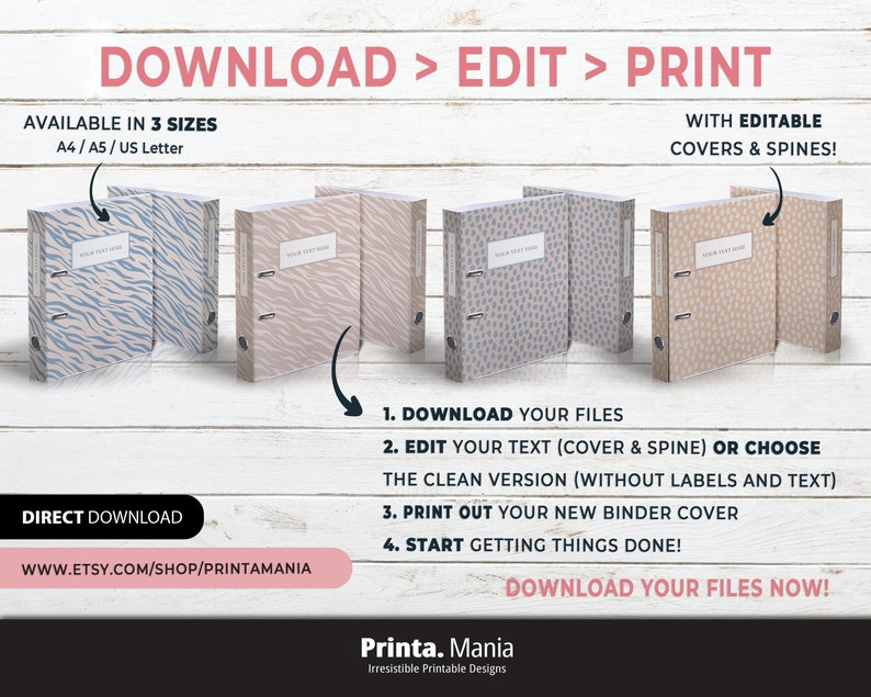 Printable School Binder Covers Set | Editable Covers + Spines | 4 ...